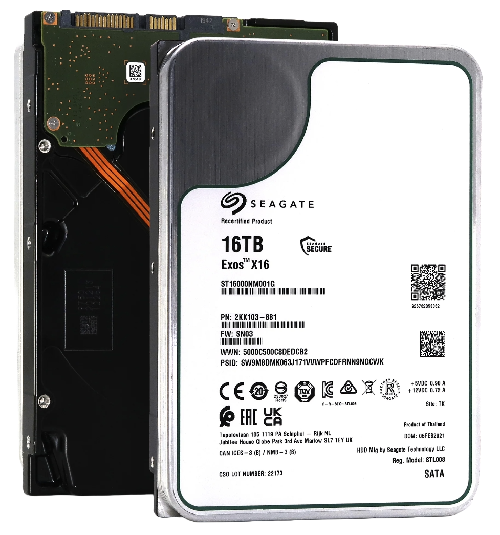 Recertified Seagate EXOS X16 16TB ST16000NM001G ENTERPRISE 3.5" 4Kn CMR ...