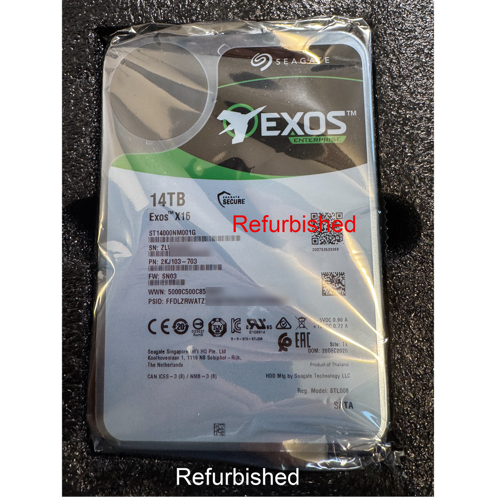 Refurbished Seagate EXOS X16 14TB ST14000NM001G SATA CMR 3.5" Enterpri ...
